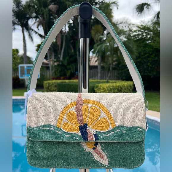 Made in India | Bags | New Rare Beaded Swimmer Diver Swim Lemon Slice ...